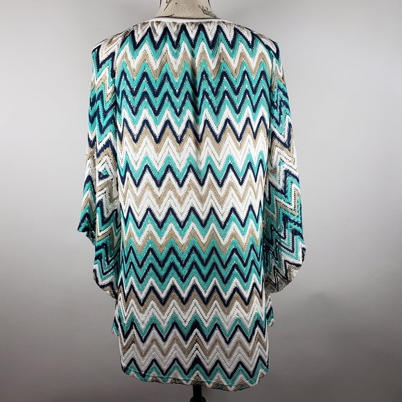 Tacera | Tops | Tacera Chevron Stripe Bell Sleeve Blouse Large | Poshmark
